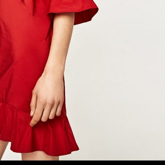 Zara | Dresses | Zara Red Ruffle Hem Dress | Poshmark